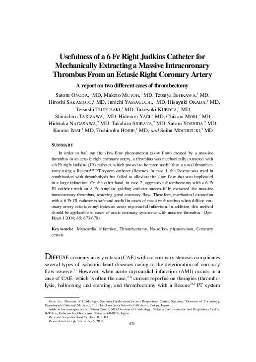 (PDF) Usefulness of a 6 Fr Right Judkins Catheter for Mechanically ...