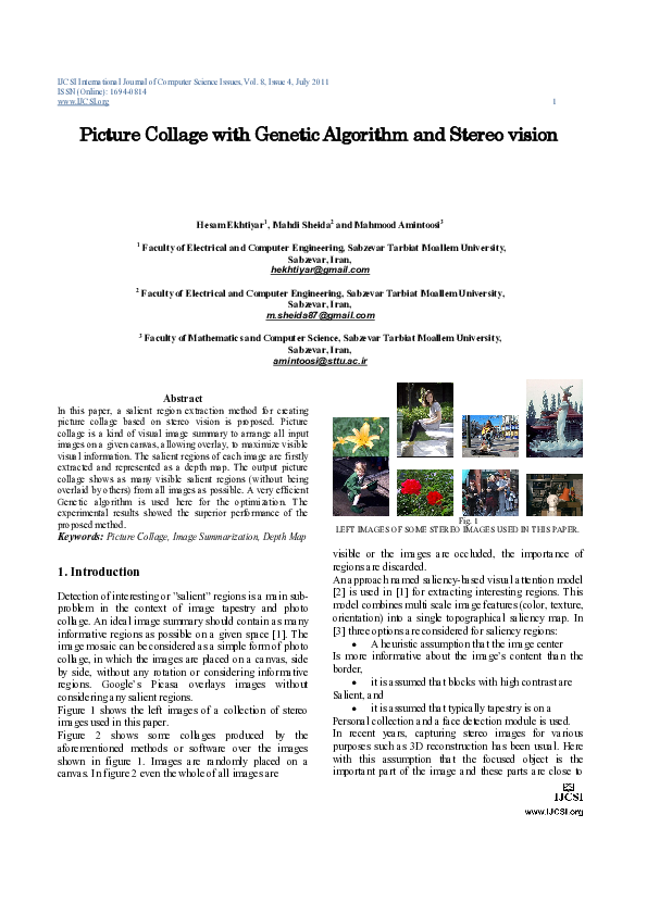 (PDF) Picture Collage with Genetic Algorithm and Stereo vision | hesam ...