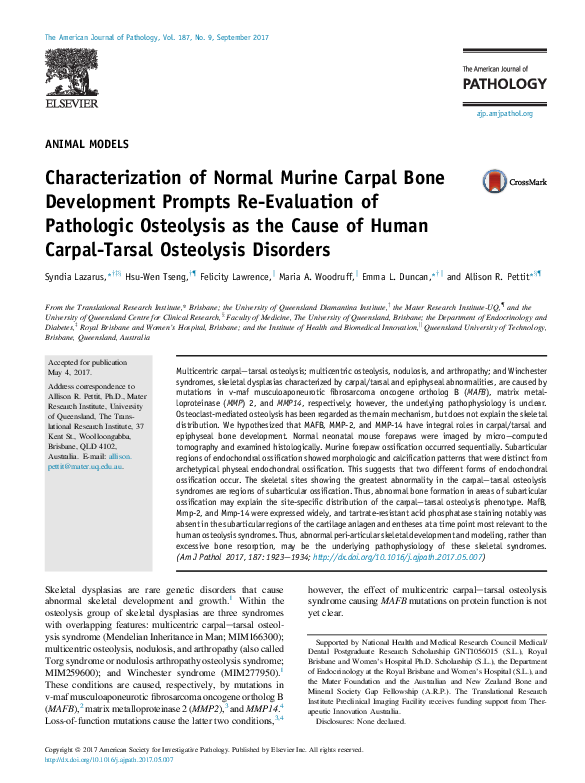 (PDF) Characterization of Normal Murine Carpal Bone Development Prompts ...