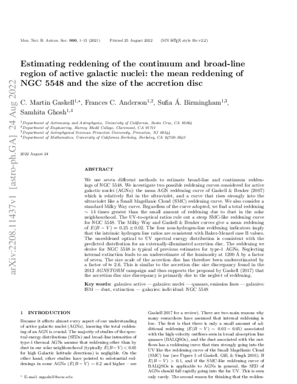 (PDF) Reddening Analysis of NGC 5548's Accretion Disc