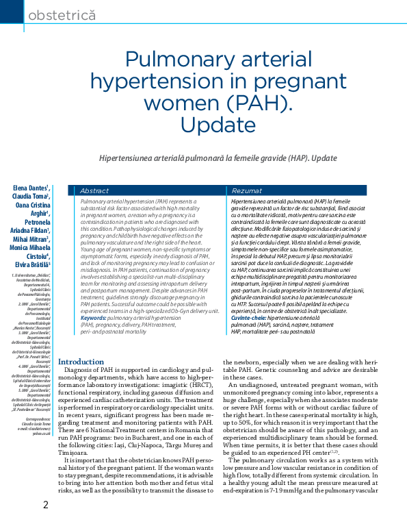 (PDF) 2 Pulmonary arterial hypertension in pregnant women ( PAH ) . Update
