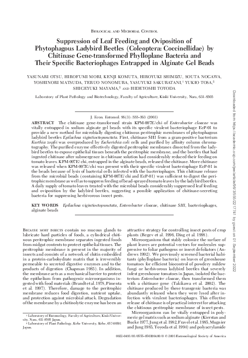 (PDF) Suppression of Leaf Feeding and Oviposition of Phytophagous ...