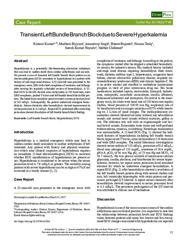 (PDF) Transient Left Bundle Branch Block due to Severe Hyperkalemia