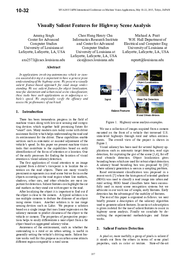 (PDF) Visually salient features for highway scene analysis