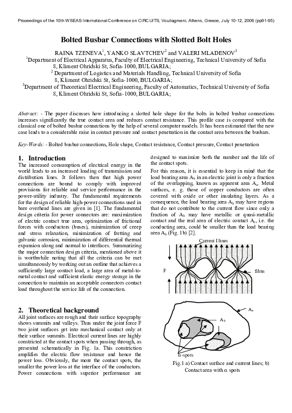 (PDF) Bolted busbar connections with slotted bolt holes