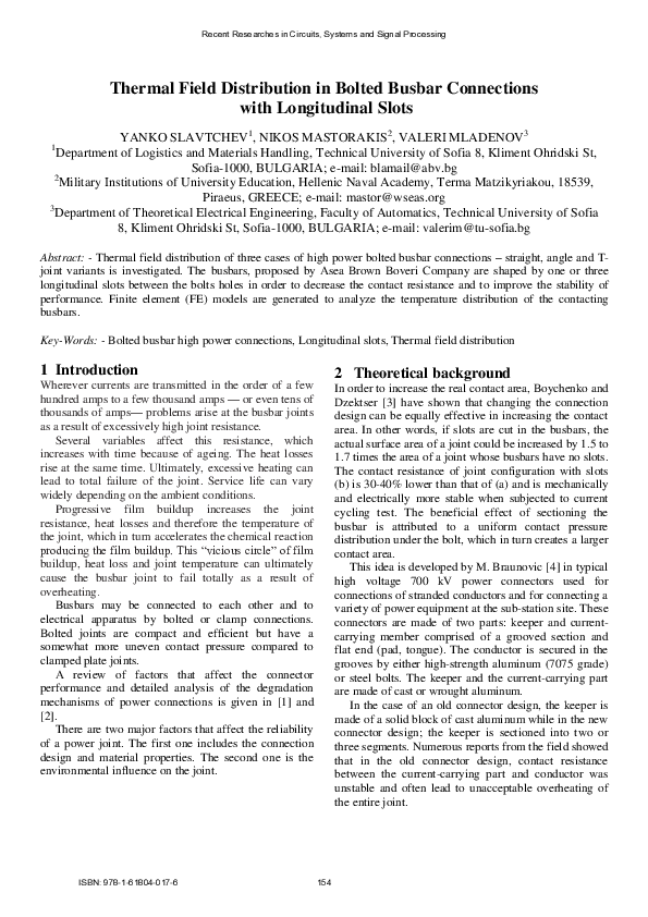 (PDF) Thermal field distribution in bolted busbar connections with ...
