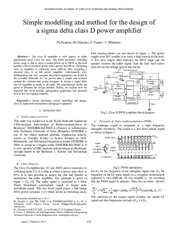 (PDF) A practical modelling for the design of a sigma delta class D ...