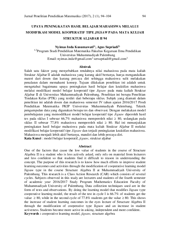 (PDF) Upaya Peningkatan Hasil Belajar Mahasiswa Melalui Modifikasi ...