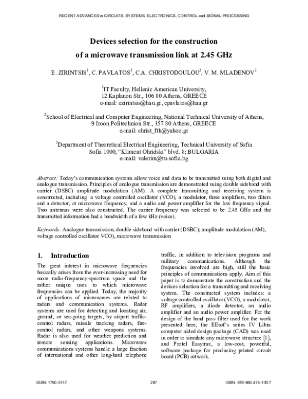 (PDF) Devices selection for the construction of a microwave ...
