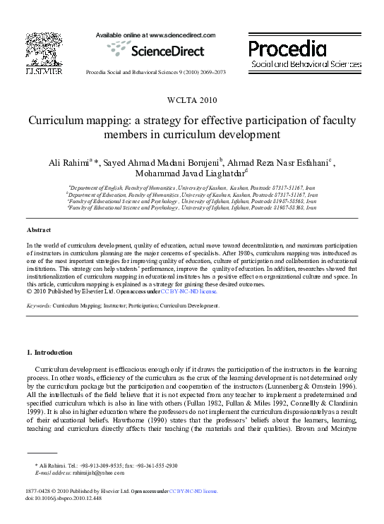 (PDF) Curriculum mapping: a strategy for effective participation of ...