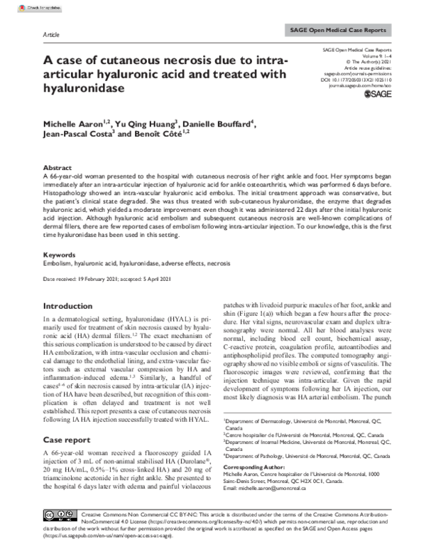 (PDF) A case of cutaneous necrosis due to intra-articular hyaluronic ...