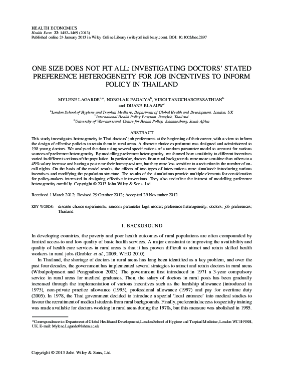 (PDF) One Size Does Not Fit All: Investigating Doctors' Stated ...