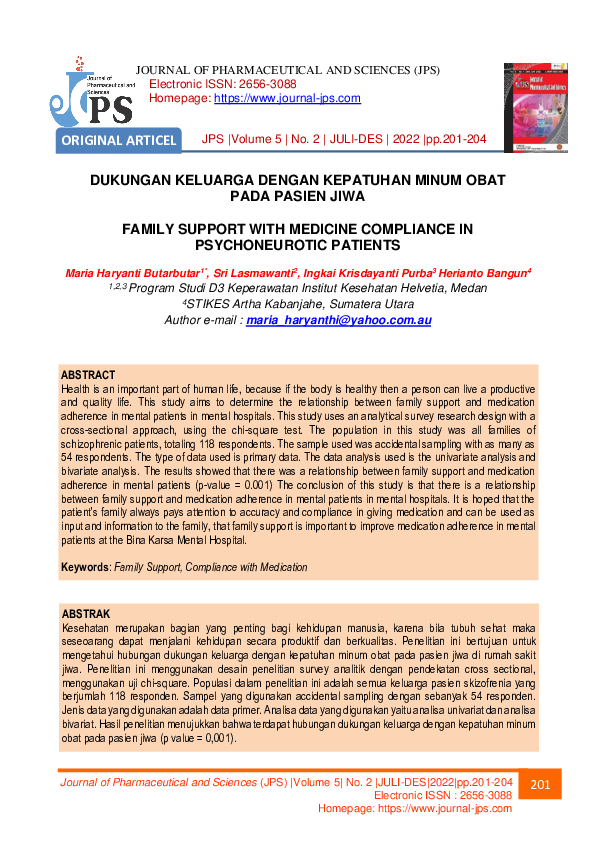 (PDF) Dukungan Keluarga Dengan Kepatuhan Minum Obat Pada Pasien Jiwa | herianto bangun ...