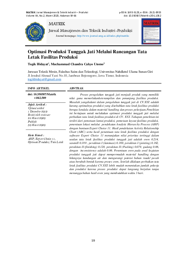 (PDF) Optimasi Produksi Tunggak Jati Melalui Rancangan Tata Letak ...