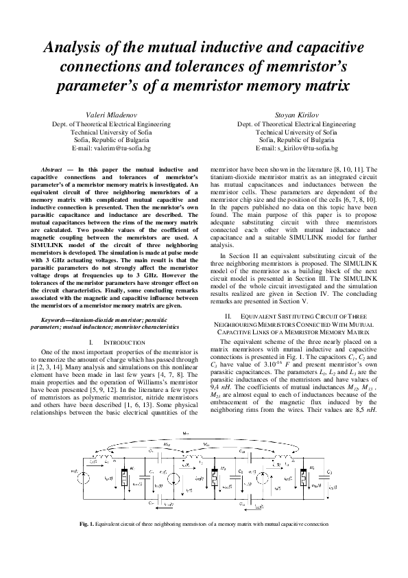 (PDF) Analysis of the mutual inductive and capacitive connections and ...