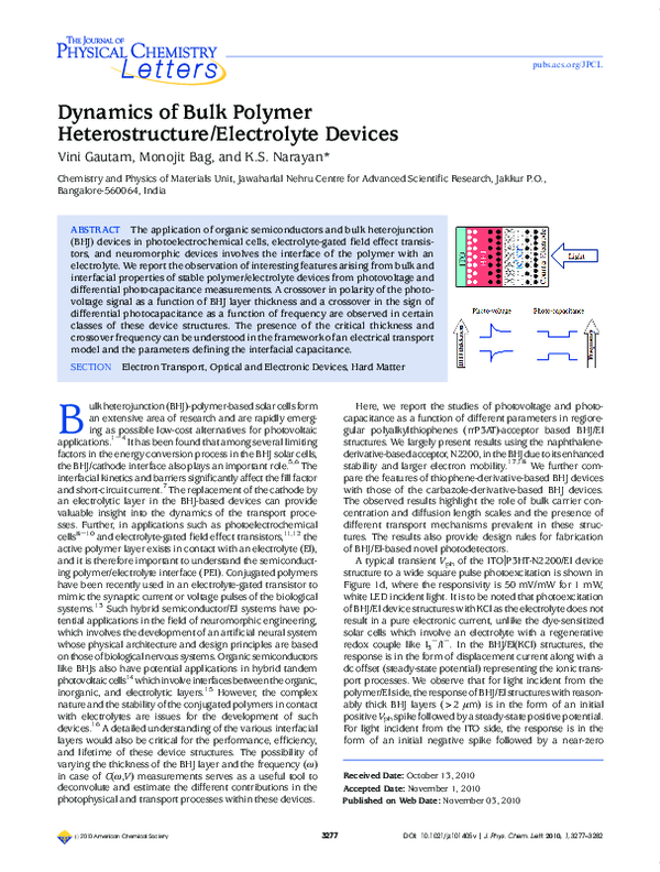 (PDF) Dynamics of Bulk Polymer Heterostructure/Electrolyte Devices