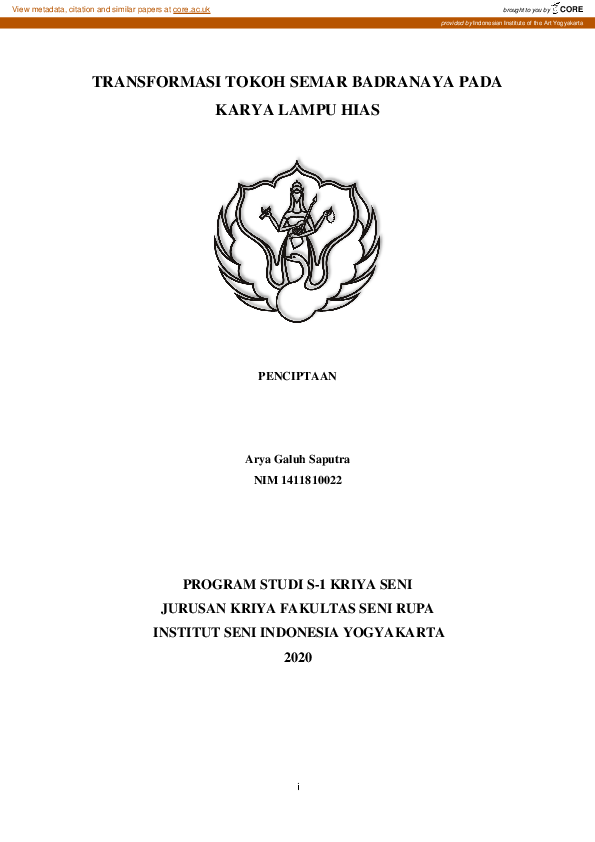 (PDF) Transformasi Tokoh Semar Badranaya pada Karya Lampu Hias