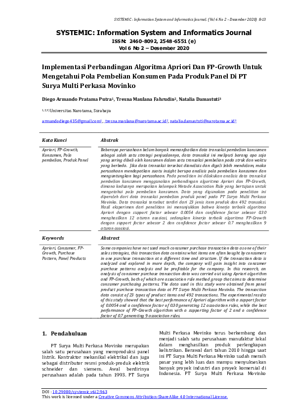 (PDF) Implementasi Perbandingan Algoritma Apriori Dan FP-Growth Untuk Mengetahui Pola Pembelian ...