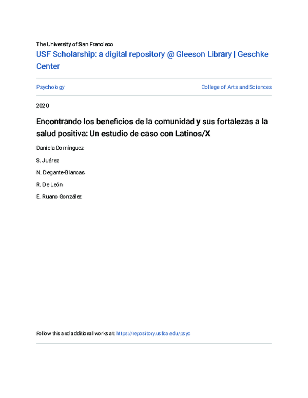 (PDF) Encontrando los beneficios de la comunidad y sus fortalezas a la ...