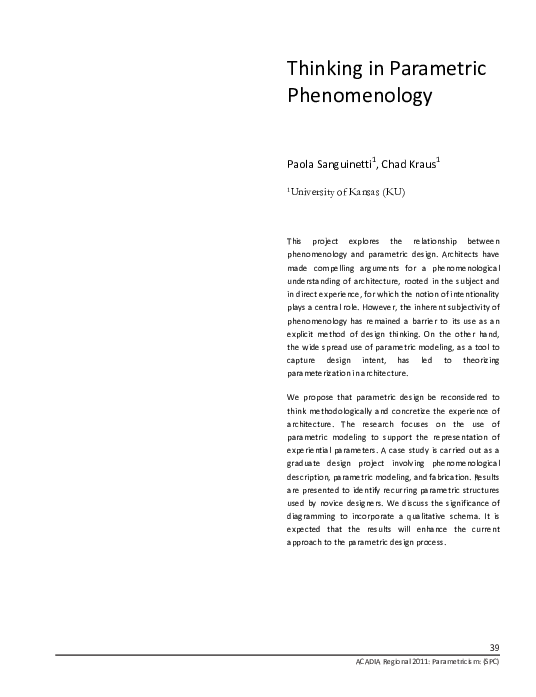 (PDF) Parametric Interface : A Methodology