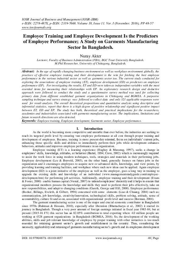 (PDF) Employee Training and Employee Development Is the Predictors of ...