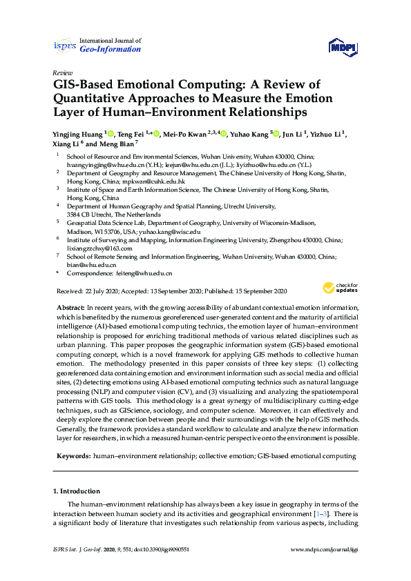 Pdf Gis Based Emotional Computing A Review Of Quantitative Approaches To Measure The Emotion