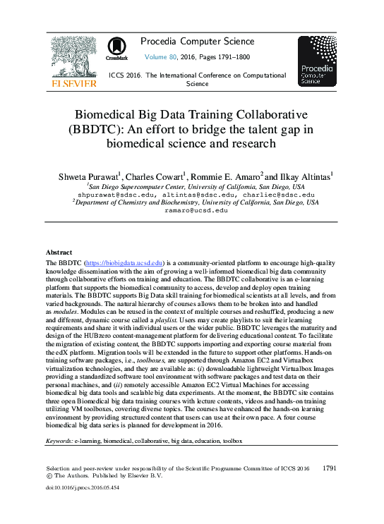 (PDF) Biomedical Big Data Training Collaborative (BBDTC): An Effort to ...