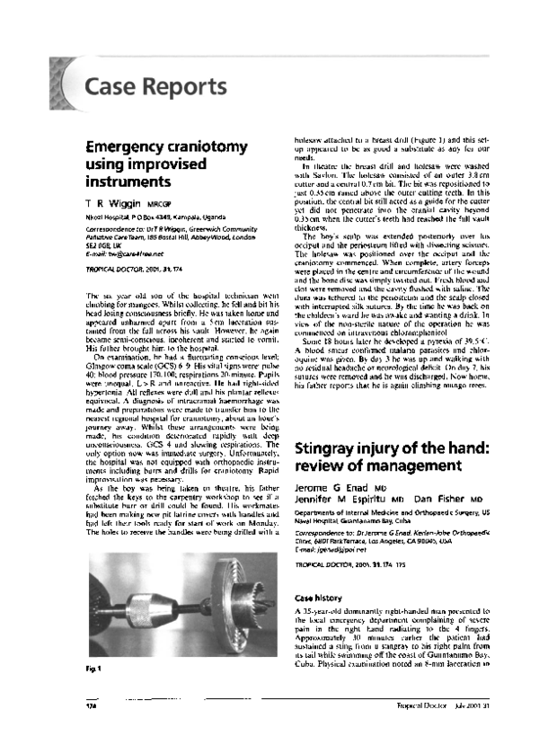 (PDF) Stingray Injury of the Hand: Review of Management