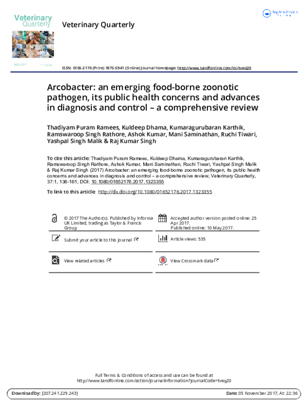 (PDF) Arcobacter: an emerging food-borne zoonotic pathogen, its public ...
