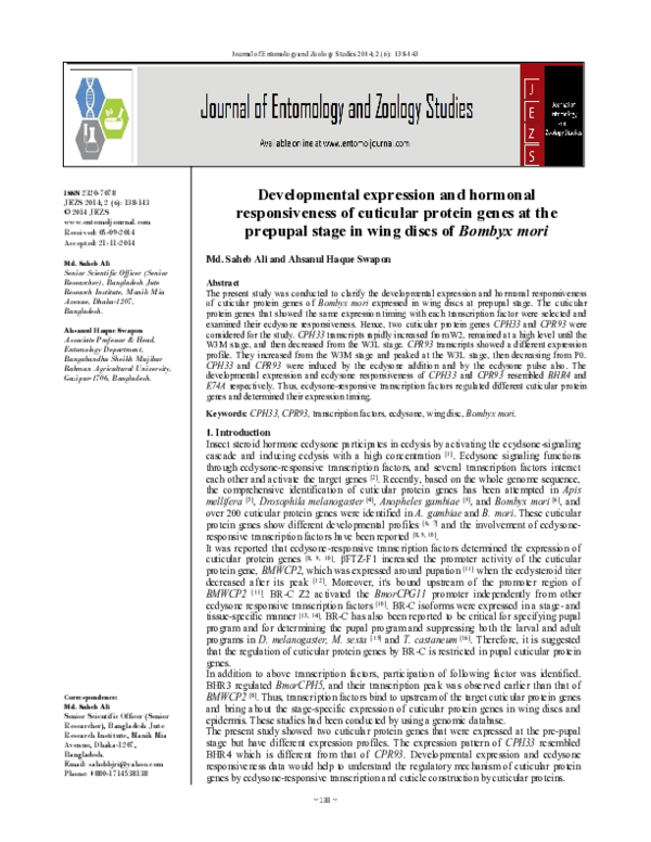 (PDF) Developmental expression and hormonal responsiveness of cuticular ...