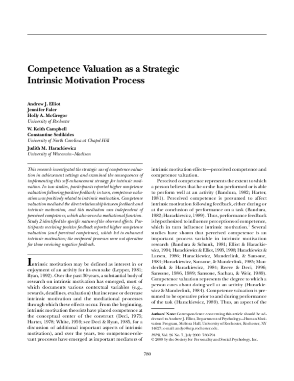 (PDF) Competence Valuation as a Strategic Intrinsic Motivation Process