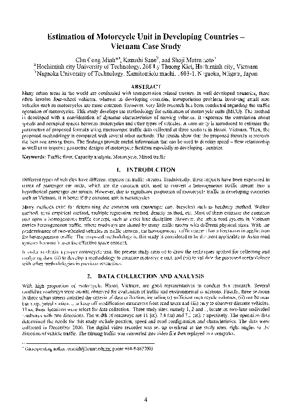 (PDF) Estimation of Motorcycle Unit in Developing Countries－Vietnam ...
