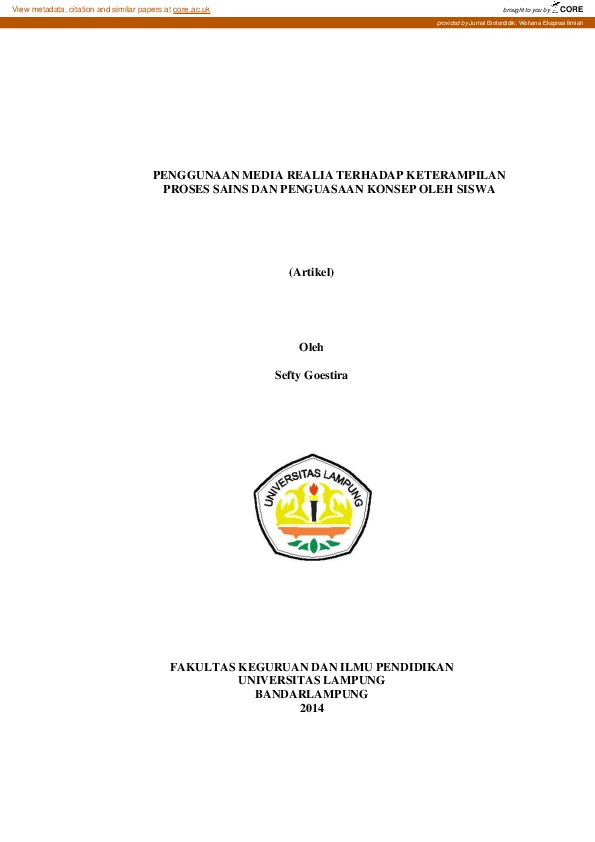 (PDF) Penggunaan Media Realia Terhadap Keterampilan Proses Sains Dan ...