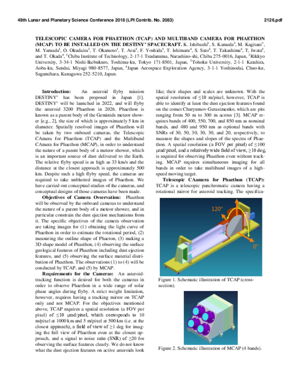 (PDF) Telescopic CAmera for Phaethon (TCAP) and Multiband CAmera for ...