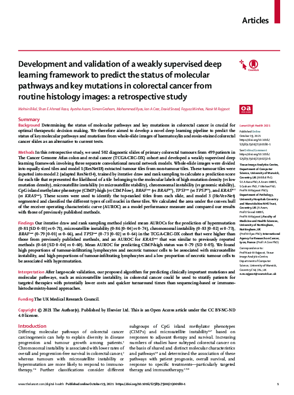 (PDF) Development and validation of a weakly supervised deep learning framework to predict the ...