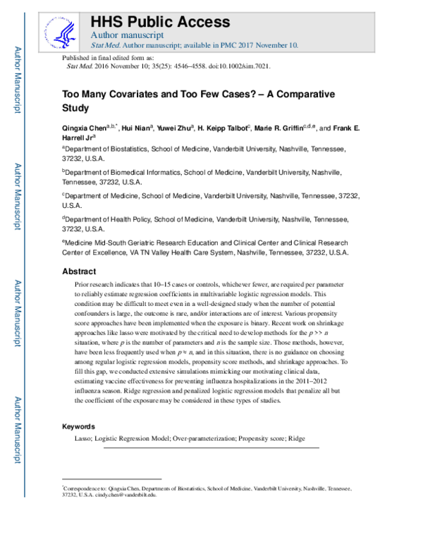 (PDF) Too many covariates and too few cases? - a comparative study
