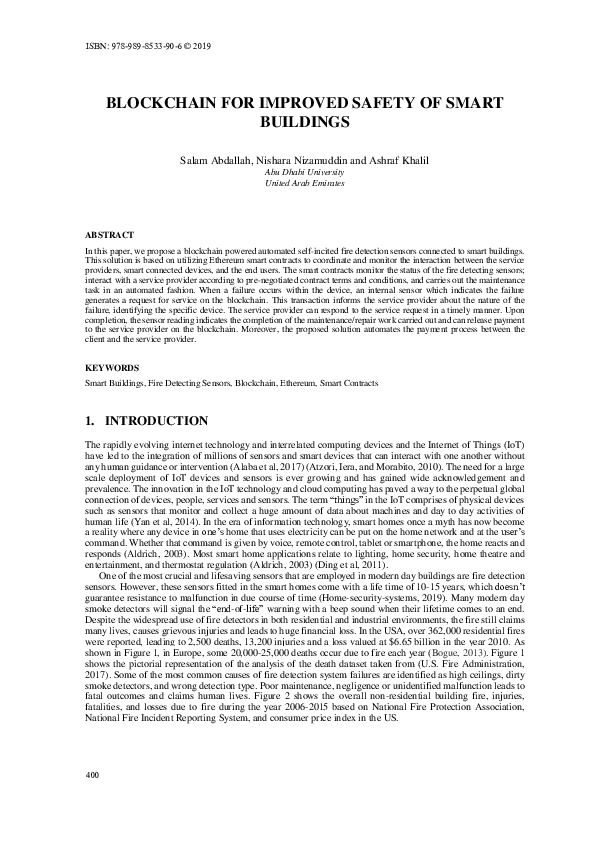 (PDF) Blockchain for Improved Safety of Smart Buildings