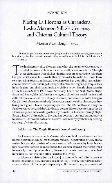 (PDF) “Placing La Llorona as Curandera: Leslie Marmon Silko’s Ceremony ...