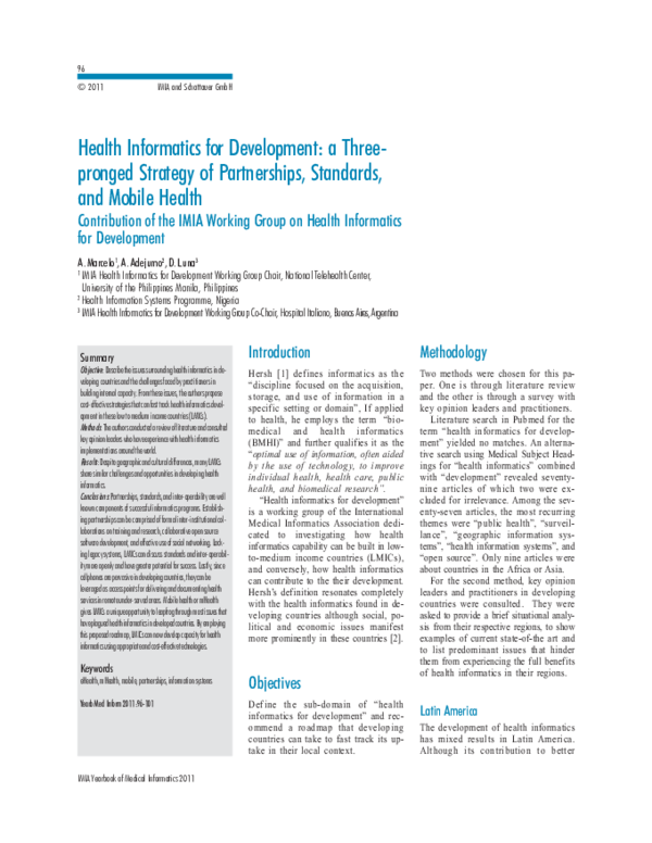 (PDF) Health Informatics for Development: a Threepronged Strategy of ...