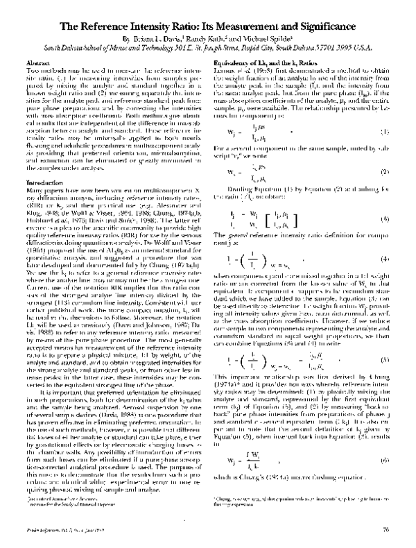 (PDF) The Reference Intensity Ratio: Its Measurement and Significance ...