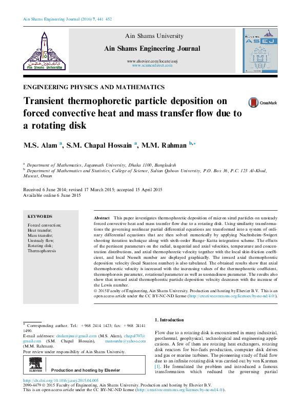 (PDF) Transient thermophoretic particle deposition on forced convective ...