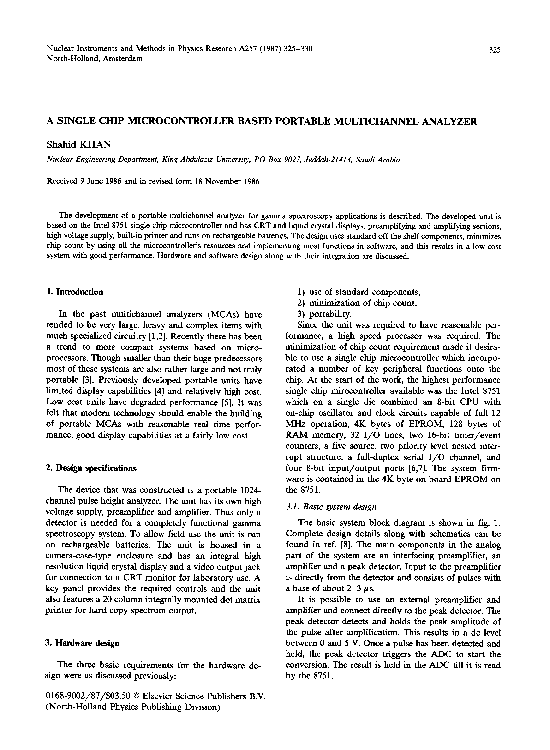 (PDF) A single chip microcontroller based portable multichannel analyzer