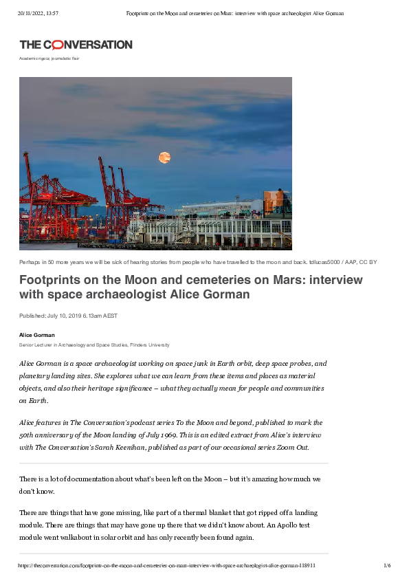 (PDF) Footprints on the Moon and cemeteries on Mars: interview with ...