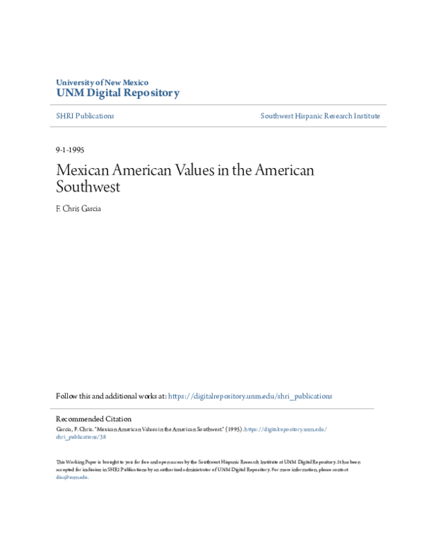 (PDF) Mexican American Values in the American Southwest