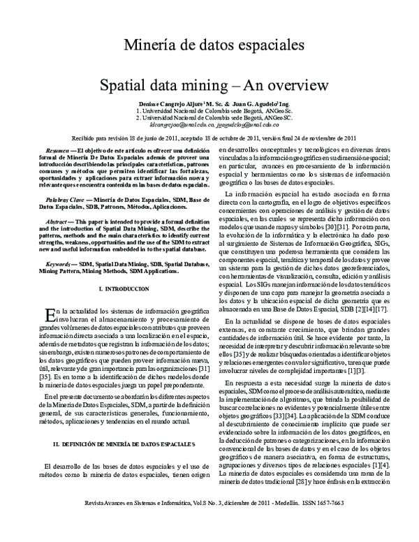 Pdf Spatial Data Mining An Overview