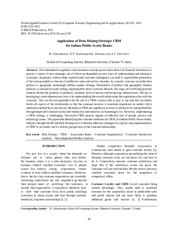 (PDF) A model for CRM implementation in Indian public sector banks