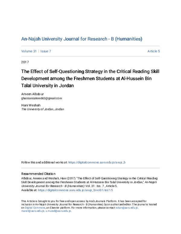 (PDF) The Effect of Self-Questioning Strategy in the Critical Reading ...