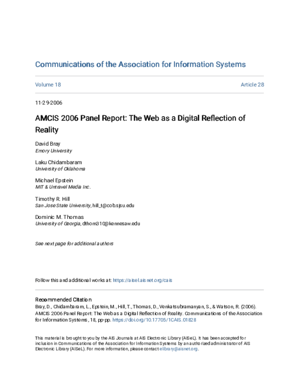 (PDF) The Web as a Digital Reflection of Reality