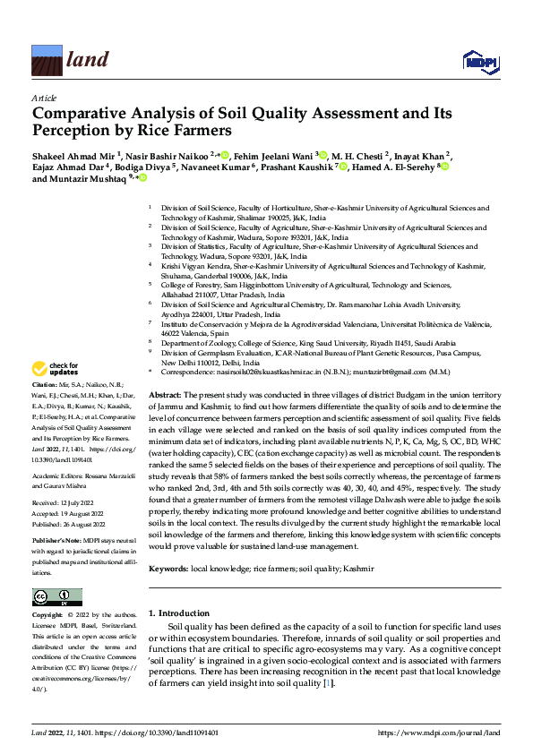 (PDF) Comparative Analysis of Soil Quality Assessment and Its ...