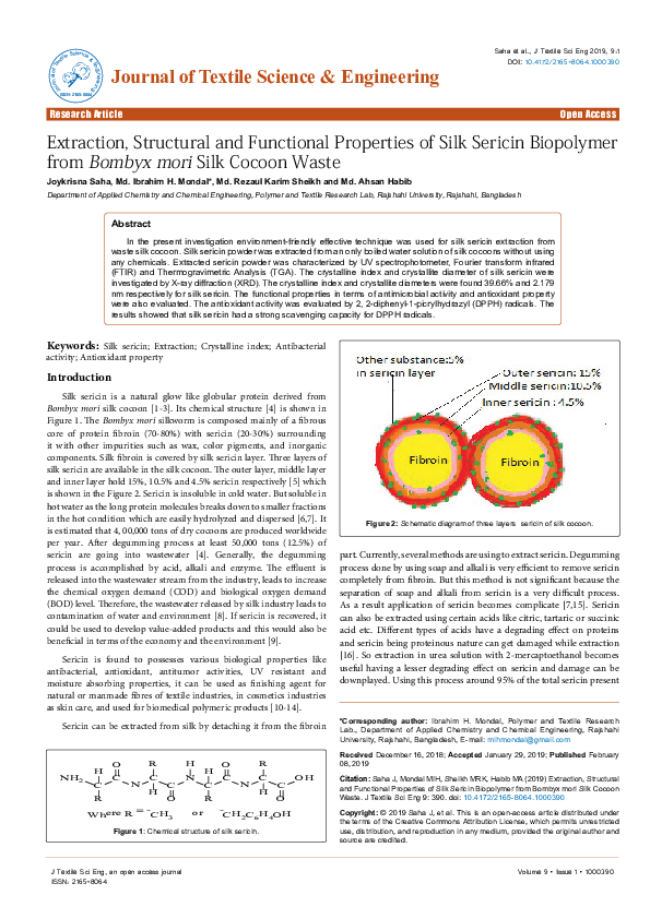 (PDF) Extraction, Structural and Functional Properties of Silk Sericin Biopolymer from Bombyx ...